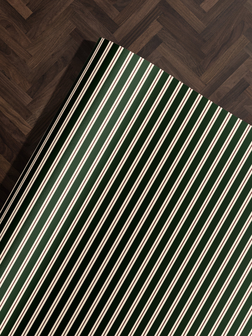 Green Stripe Wrapping Paper, Matte & Glossy │ Parlington – House of ...
