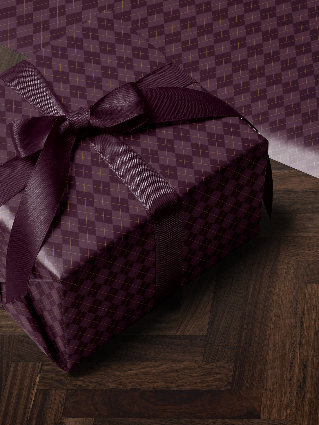 Plum Argyle Wrapping Paper, Matte & Glossy │ Parlington – House of ...