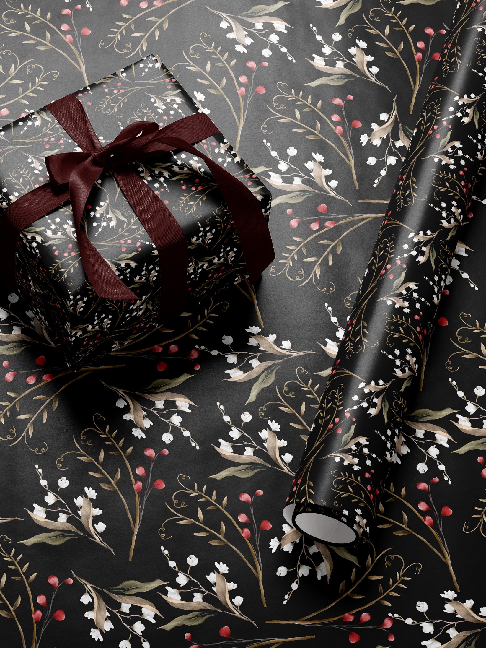 Festive Floral Wrapping Paper, Matte & Glossy │ Parlington – House of ...